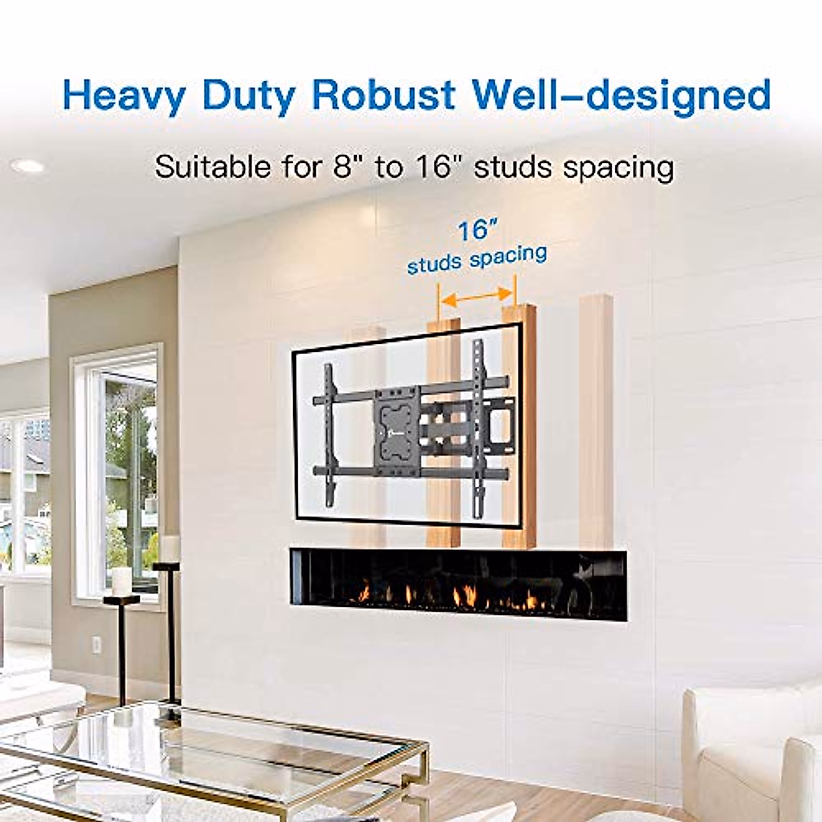 EVERVIEW Full Motion TV Wall Mount Bracket fits for Most 37-75 inch LED,LCD,OLED Flat Curved TVs,Dual Articulating Arms Swivels Tilts Rotation, VESA 600X400mm,132lbs,Fits 12/16" Wood Stud