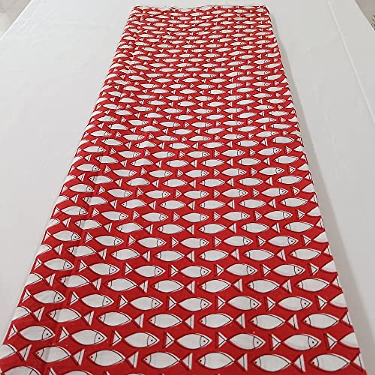 Trade Star 3 Yard 100% Cotton Printed Fabric for Dressmaking Indian Running Natural Dye Fabric for Sewing Ethnic Sanganeri Fish Print Fabric by The Yard Width 44 Inches (Pattern 1)