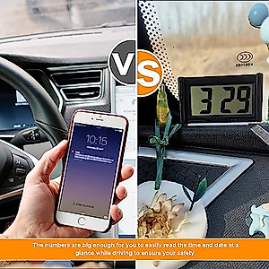 USTOPF1T Car Dashboard Digital Clock with Extra Large LCD Time and Display Date, Self-Adhesive Mini Electronic Clock with Bracket Holder, Suitable for Car Accessories, Desk, Home, Office