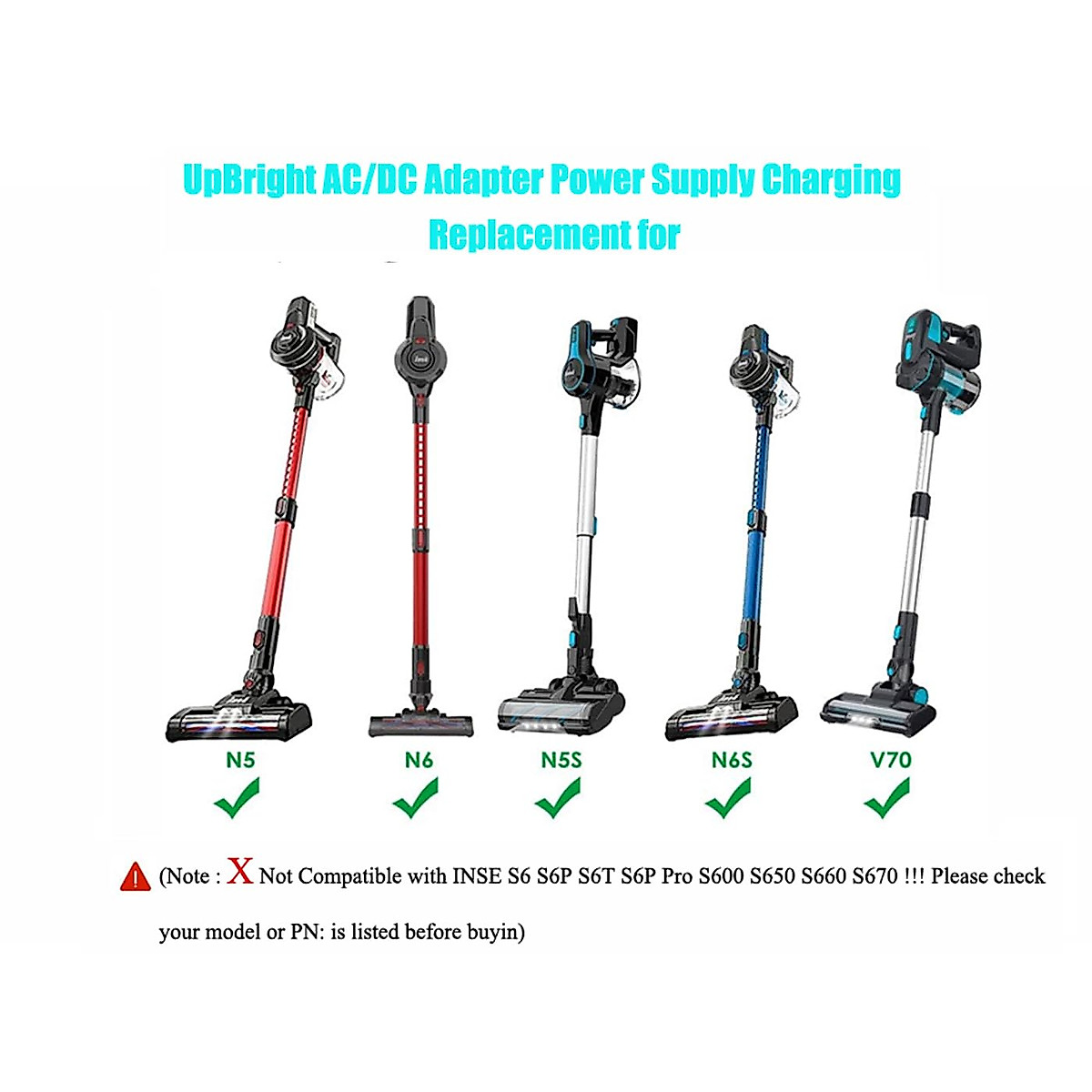 UpBright 27V AC/DC Adapter Compatible with inse N6 N6S N5 N5S V70 N6-1 US N6-2 N500 N550 N560 N570 N600 N660 N670 N650 22.2V 2.2Ah Li-ion Battery Stick Cordless Vacuum Cleaner 26.5V 500mA Power Supply