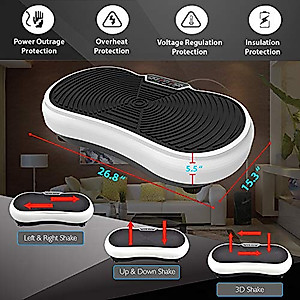 Hurtle Fitness Vibration Shaking Platform - Workout Machine Exercise Equipment for Home Vibration Plate Balance your Weight Workout Equipment Includes Remote Control, Balance Straps, Home Gym, White
