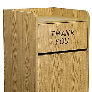 Flash Furniture Sony Laminate Wood Tray-Top Commercial Grade Trash Receptacle in Oak