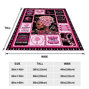 Breast Cancer Awareness Hopes Throw Blanket 50x60inch Black Women Breast Cancer Survivor Gifts for Women Ultra Soft Cozy Lightweight Flannel Blanket for Bed Sofa Living Room