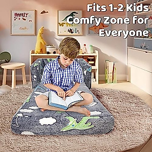 Asou Kids Sofa Toddlers Sofa with Blanket Glow in The Dark Kids Couch Fold Out Toddlers Play Couch Mini Dinosaur Couch for Kids Toddlers