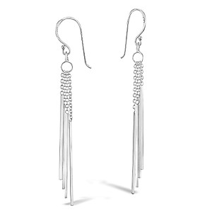 AeraVida Trendy Stranded Stick Drop Sterling Silver Dangle Earring, 4x65mm