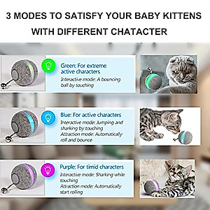 VANLYTPET Cat Automatic Toy : Interactive Cat Toys Ball with Bell Smart Cat Toys for Indoor Cat Kitten, Kitten Moving Bouncing Rolling Ball with Lights