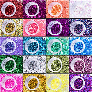 SIQUK 20 Sets Face Jewels Glitter Mermaid Face Jewel Stickers with 20 Boxes Chunky Face Glitter Crystal Face Gem for Festival Rave Carnival Party