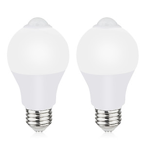 Motion Sensor Light Bulbs for Outdoor Indoor, 9W A19 Motion Detector Led Bulb, 60 Watt Equivalent, E26 800lm 5000K Daylight, Dusk to Dawn Motion Activated Security Lights for outside, Inside (2 Pack)