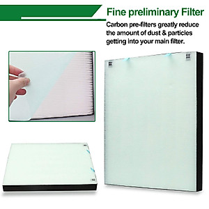 Replacement Post Filter and Carbon Pre Filter compatible for Bissell Air400, 1 Pre Filter + 1 Carbon Post Filter, Compared to Part # 2521 and 2520