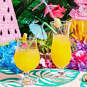 150 Pack Tropical Umbrella Straws for Cocktail, Drinks, Hawaiian Luau Beach Summer Party Supplies