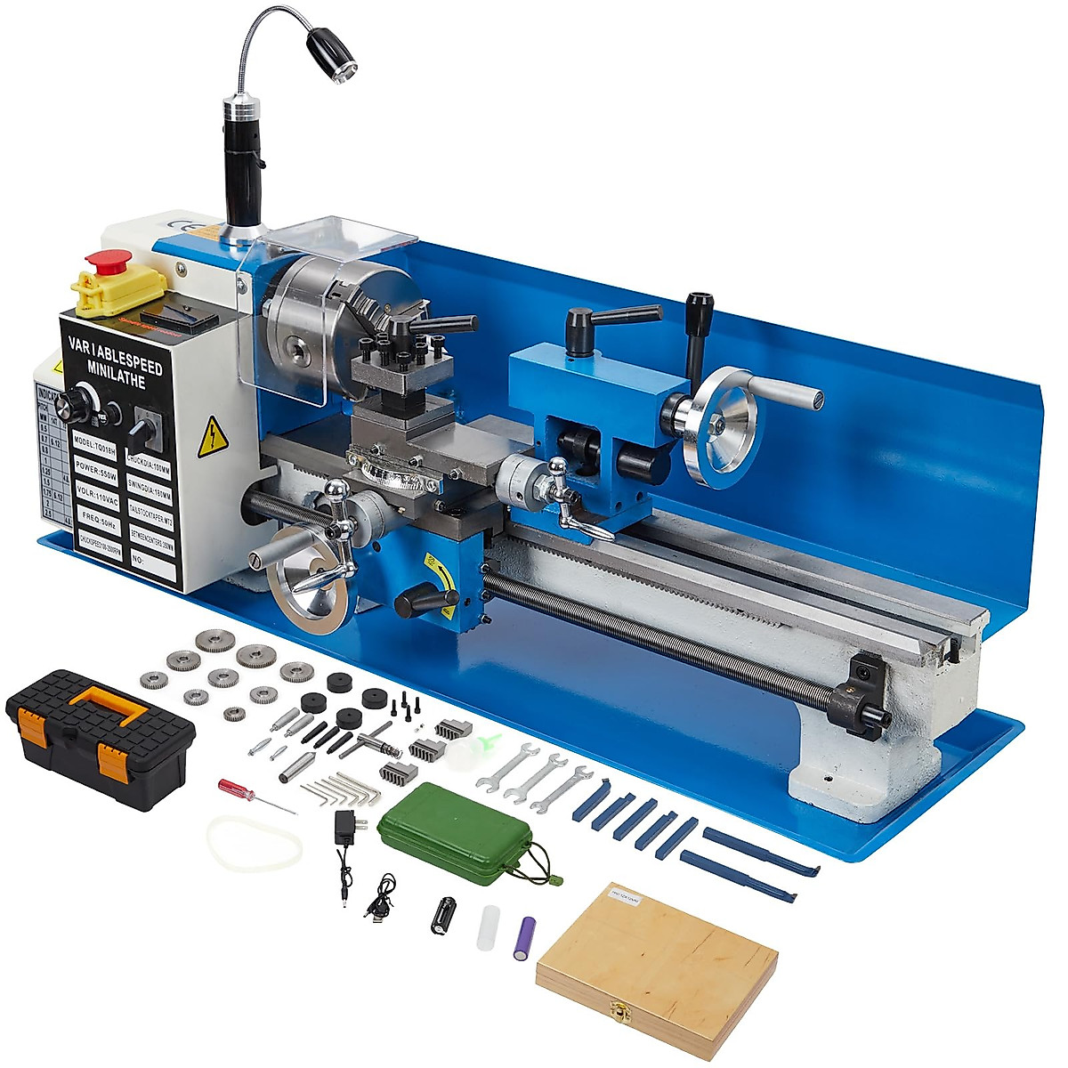 Upgraded Metal Lathe 7x14inch, Precision Bench Top Mini Metal Lathe 550W Precision Metal Lathe Variable Speed 0-2500 RPM Metal Gear with A Movable Lamp