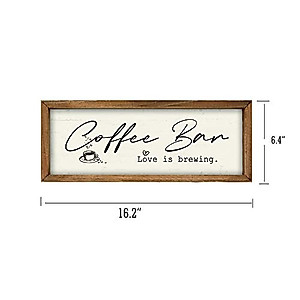 Wartter 16.2x6.4 inches Wood Framed Coffee Bar Sign -Love is Brewing Wall Art Decor