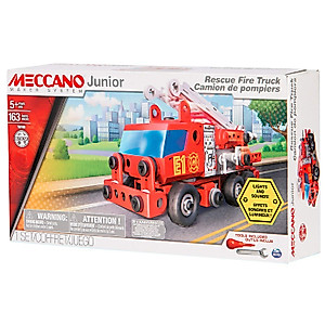 Meccano-Erector Junior - Rescue Fire Truck with Lights and Sounds Model Building Kit