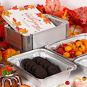 Thanksgiving Aluminum Food Containers with Lids, Thanksgiving Leftover Containers 48 PCS Disposable Turkey Tin Foil Pans Thanksgiving Party Supplies