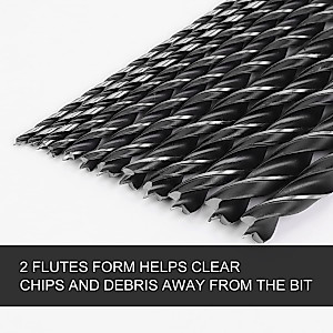 COMOWARE 12" Extra Long Brad Point Drill Bit Set, 12 Pcs High Carbon Steel Long Drill Bit, Long Drill Bits for Wood, Plastic, PVC, Composite & Rubber, 1/8", 3/16", 1/4", 5/16", 3/8", 7/16", 1/2"