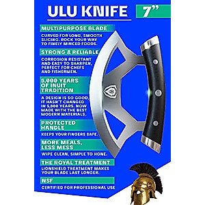 Dalstrong Ulu Knife - 7 inch - Rocking, Mincing, Slicing Meat & Herb Knife - Gladiator Series Elite - High-Carbon 5CR15MOV Steel - Razor Sharp Kitchen Knife - G10 Handle - w/Sheath