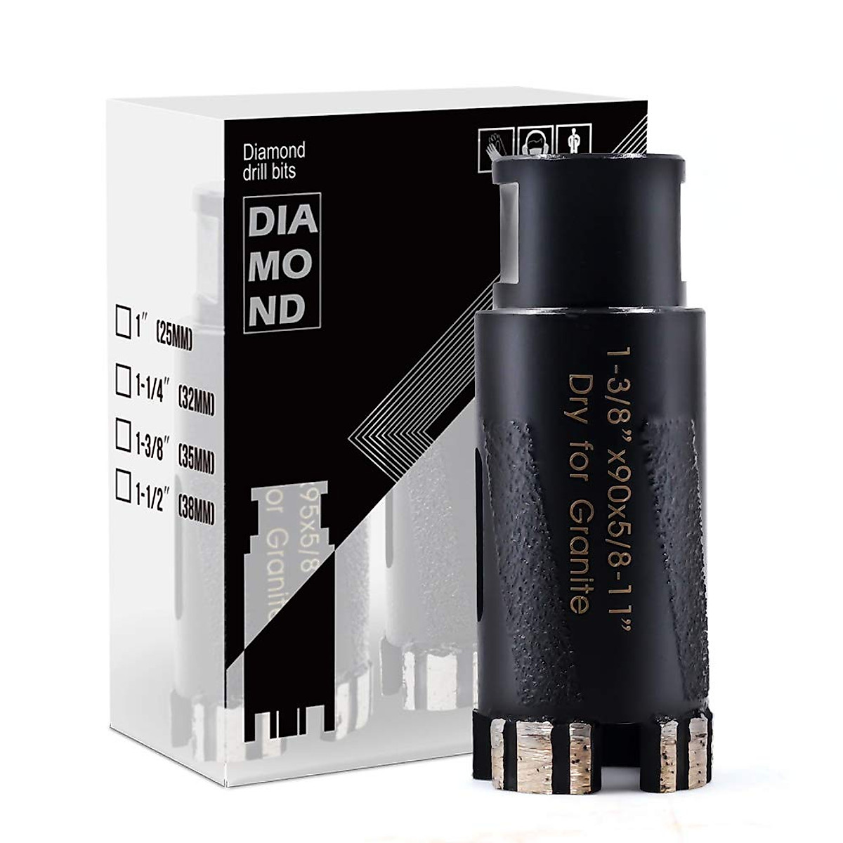 Diapro 2Pcs/ Box 1-3/8'' Dry Diamond Core Drill Bit 5/8'-11 Thread for Granite 35mm Masonry Coring