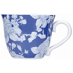 MIKASA Hampton Espresso Cups with Floral Pattern in Gift Box, Porcelain, White/Blue, 80 ml, 4 Piece Set