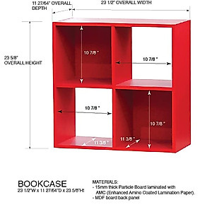 Kings Brand Furniture - 4-Cube Children's Bookcase, Kids Toy Storage Shelf Organizer for Playroom, Bedroom, Nursery School, Blue
