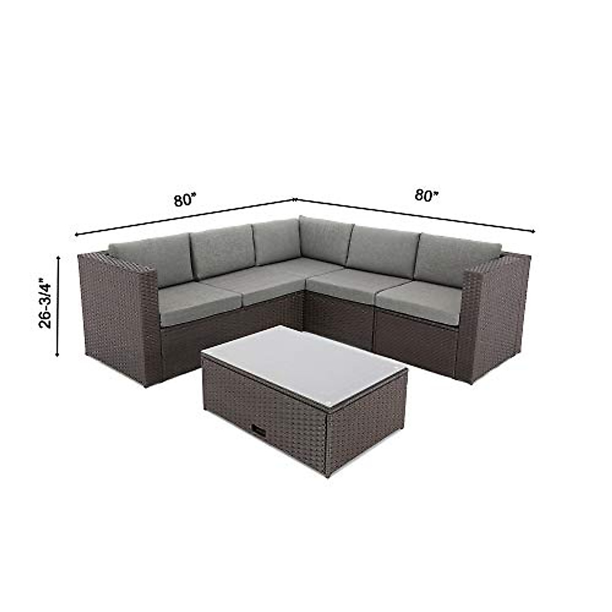 Baner Garden (K35-CH 4 Pieces Outdoor Furniture Complete Patio Cushion Wicker Rattan Garden Corner Sofa Couch Set, Chocolate