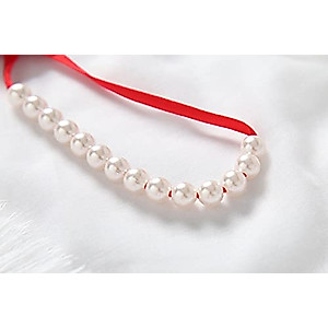 Sekexi Women's Pearl T Back G String Embroidery Rose Flowers Beaded Thong Panty Underwear Sexy Micro Underpant (one size, red)