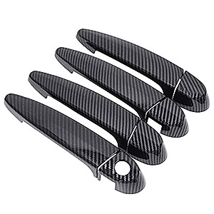 NewYall Pack of 4 Front Rear Left and Righr Carbon Fiber ABS Exterior Door Handle Cover