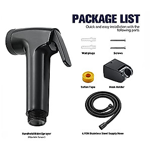 MINJING Handheld Bidet Sprayer Head, Adjustable Water Pressure Cloth Diaper Sprayer - Bathroom Jet Spray Kit for Toilet - Bathroom Sprayer,Black