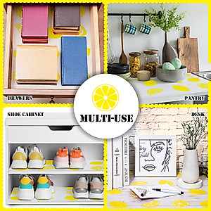 8 Pieces Refrigerator Liner Drawer Liner for Kitchen Cabinets Washable Refrigerator Mats Eva Non Adhesive Shelf Liners Easy to Cut Drawer Cover Sheet for Fridge Dresser, 17.7 x 11.8 Inch (Lemon)