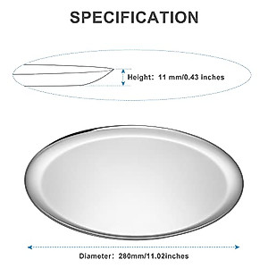 11.02inch/280 mm Silver Stainless Steel Tray,Round Jewelry Tray,Cosmetic Storage Tray,Service Tray,Decorative Tray,Multi-uses Storage Tray Organizer Plate