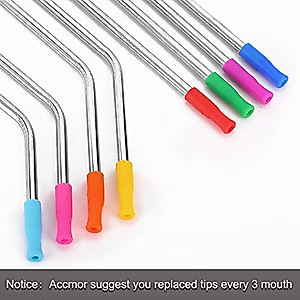 33Pcs Reusable Straws Tips, Silicone Straw Tips, Multi-color Food Grade Straws Tips Covers Only Fit for 1/4 Inch Wide(6MM Out diameter) Stainless Steel Straws by Accmor