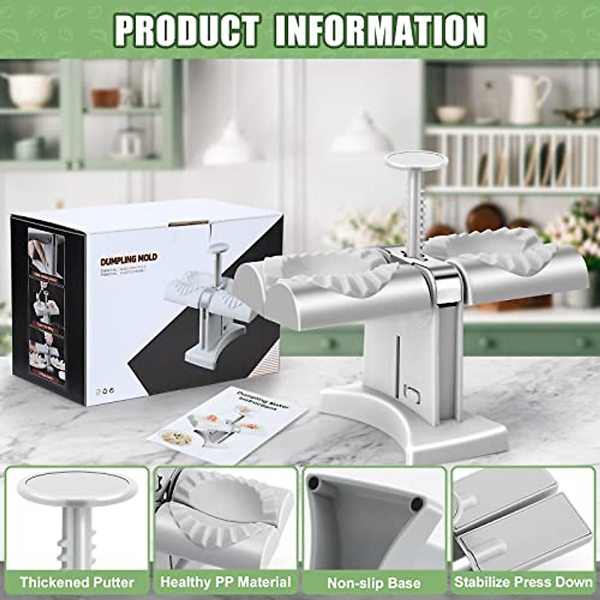 Dumpling Maker Machine,Dumpling Maker Press,Household Double Head Acutomatic Dumpling Maker Mould,Pierogi Empanada Maker Press