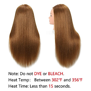 Opini Mannequin Head with Hair 80% Human Hair Straight 26"-28" Doll Head with Hair Cosmetology Mannequin Head Human Hair for Hairdresser (#27 Light brown)