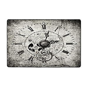 Minalo Large Area Rug Decorative Covering Floor,Steampunk Clock,Non Slip Washable Indoor Doormat Soft Area Rugs for Living Room Bedroom 3 x 5Ft