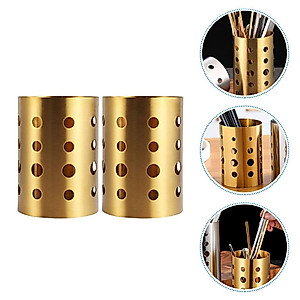 Luxshiny 2pcs Kitchenware Storage Container Utensil Drying Rack Silverware Holder Countertop Silverware Silverware Storage Utensil Stainless Steel Chopsticks Cage Heighten