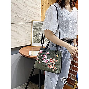ZLXDP Chinese Style Embroidered Handbag Retro Floral Shoulder Bag Large Capacity Women's Casual Tote Bag (Color : C, Size