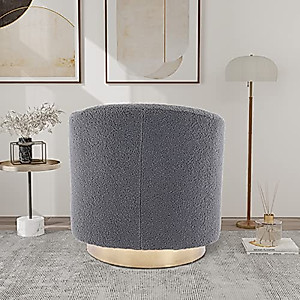 HomSof 30.7''W Boucle Swivel Accent Barrel Modern Comfy Sofa with Gold Stainless Steel Base 360 Degree Club Arm Chair for Nursery Bedroom Living Room Lounge Hotel, Gray
