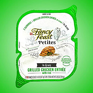 Fancy Feast Petites Variety in Gravy Bundle | 3 Flavors, (3) Each: Ocean Whitefish Tomato, Seared Salmon Spinach, Grilled Chicken Rice (2.8 Ounces) | Plus Mesh Kitty Toy and Car Paw Magnet!