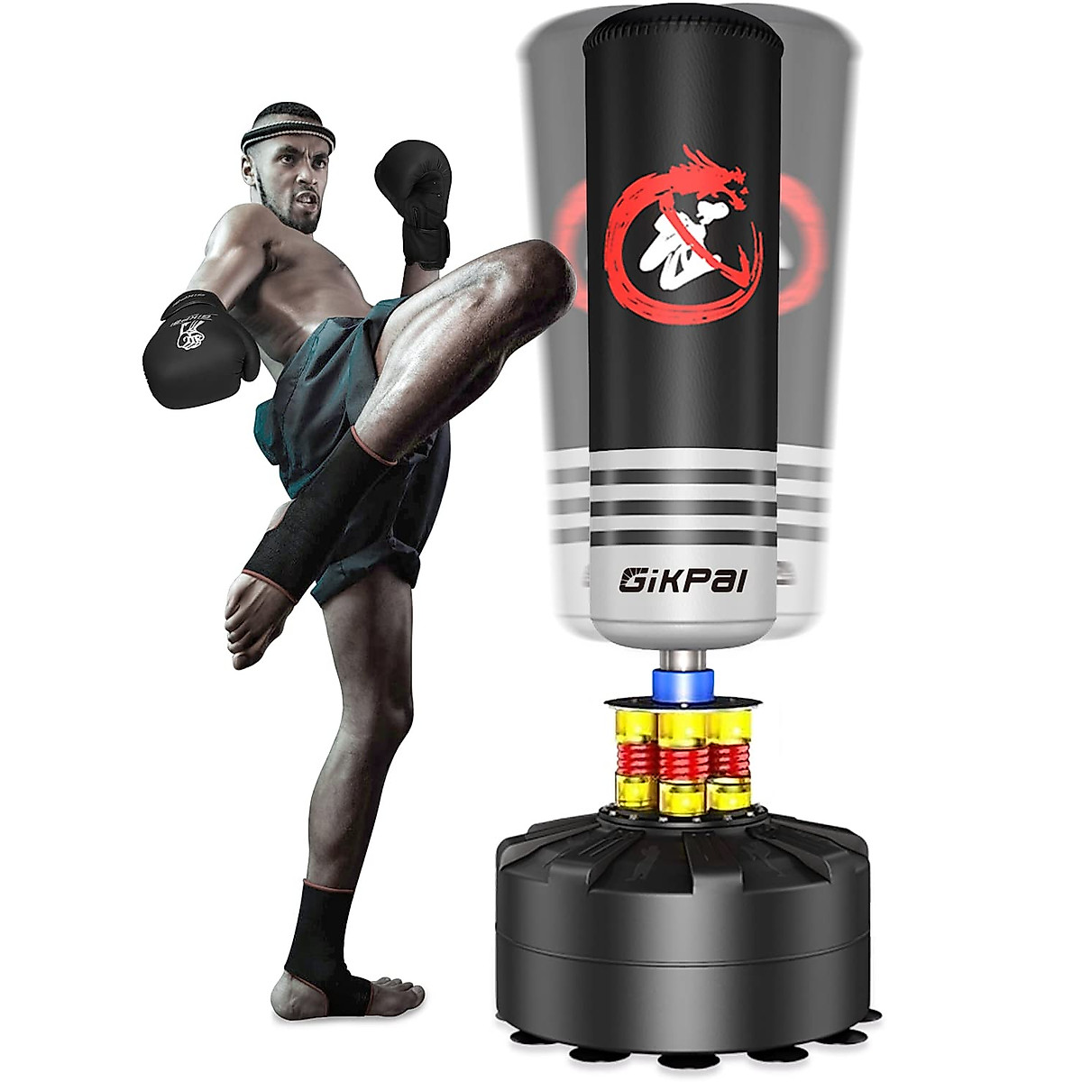 GIKPAL Freestanding Punching Bag, Heavy Boxing Bag with Stand for Adult Teens Kids, Kickboxing Bag with Suction Cup Base for MMA Muay Thai Fitness