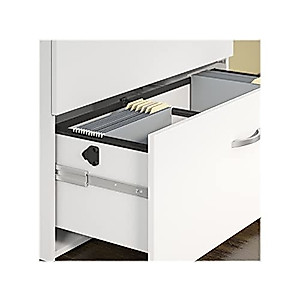 Bush EO109WHSU 2-Drawer Lateral File Cabinet Locking Ltr/Lgl Pure White 35.67-Inch