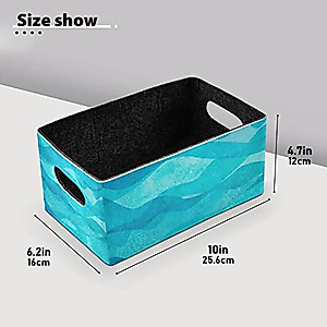 Kcldeci Watercolor Sea Ocean Wave Blue Teal Turquoise Colored Wave Storage Bins Baskets for Organizing, Sturdy Storage Basket Foldable Storage Baskets for Shelves Closet Nursery Toy