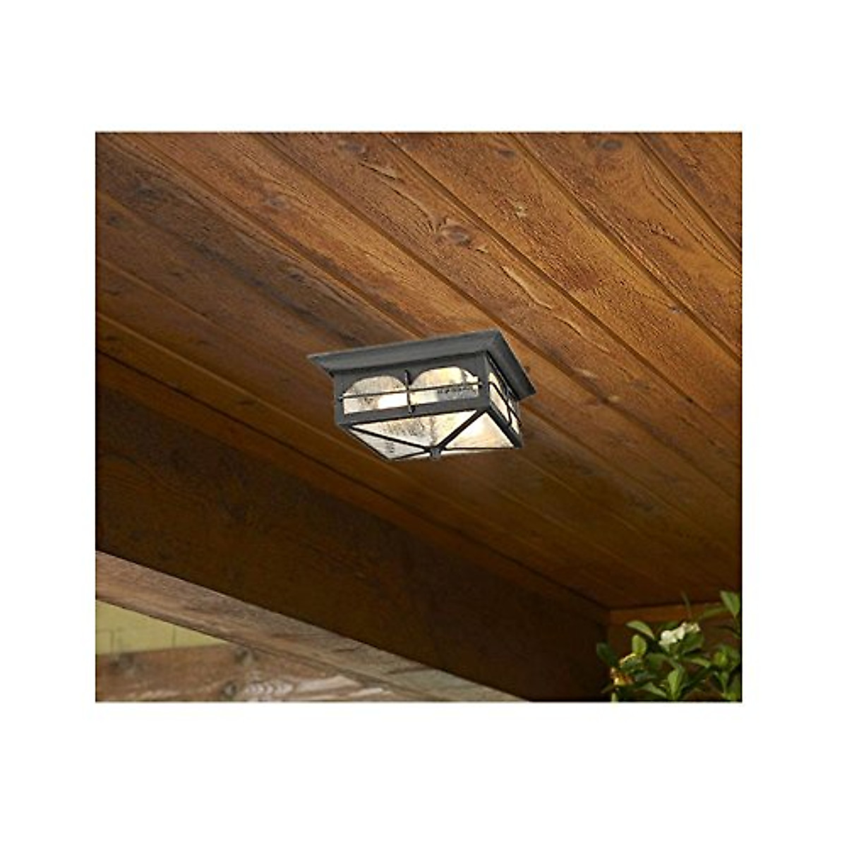 Home Decorators Collection Flushmount 2-Light Outdoor Aged Iron Lantern