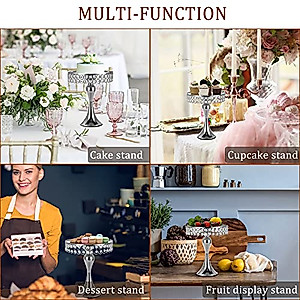 ELLDOO Set of 3 Crystal Wedding Cake Stands, 8/10/12 Inch Silver Round Cake Display Stand Pedestal, Metal Cupcake Stand Dessert Stand for Parties Birthday Baking Party Baby Showers Anniversary