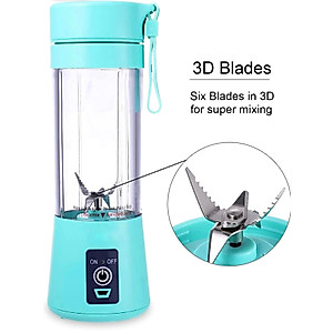 Portable Blender for Shakes and Smoothies, Personal Blender, Travel Lid for Kitchen, Office, Travel, Picnic, Gym & Travel, Personal Size Blenders with USB Rechargeable Blue