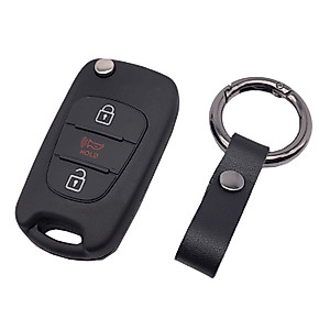 Arruweer Flip Replacement Remote Car Key Fob Cover Case Shell Fit for Kia Soul Rio Sportage with Keychain (1)