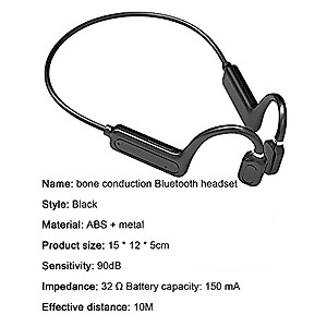 ZTGD G1-1 Wireless Bluetooth Bone Conduction Headphones Bluetooth-Compatible Earphone IPX5 Waterproof Ear Hook Swear-Proof Wireless Headphone for Sports Black