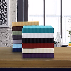 Elegant Comfort Best, Softest, Coziest 6-Piece Sheet Sets! - 1500 Premier Hotel Quality Luxurious Wrinkle Resistant 6-Piece Damask Stripe Bed Sheet Set, Full Black