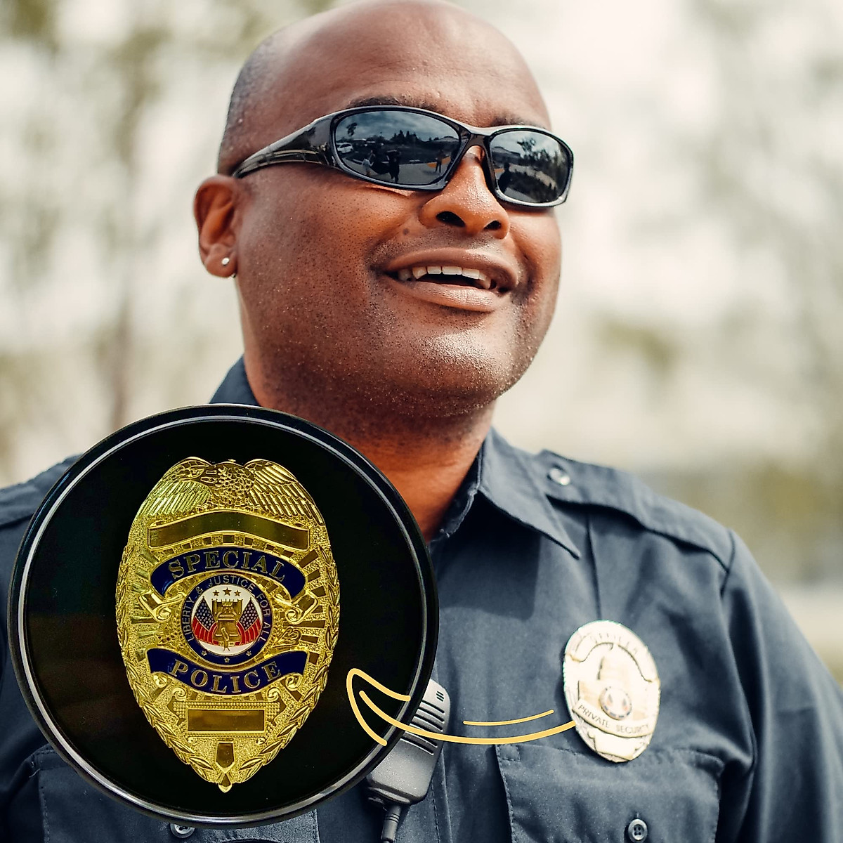 Kudos Badge Display Case with Stand - Shadow Box for Policeman, Fire Badge - Badge Holder Gift for Police, Cop, Security Officer or Firefighter