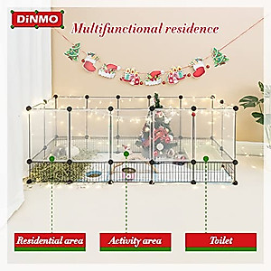DINMO Rabbit Playpen, Guinea Pig Cages, Hamster Cages, Iron Net Bottom Design for Small Animal, Bunny, Ferret, Hedgehog, DIY, Expanded, Portable, Exercise Fence, 61.4 x 25.4 x 22.3 Inches
