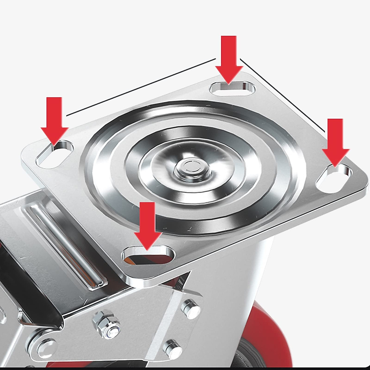 Castors Swivel Castor Wheels, Swivel Trolley Furniture Caster With Brakes,For Trolleys, Industrial Use And Moving Furniture, 360 Degree Swivel Castors,Brake Heavy Duty Caster Wheels, 4 Pieces Red cast