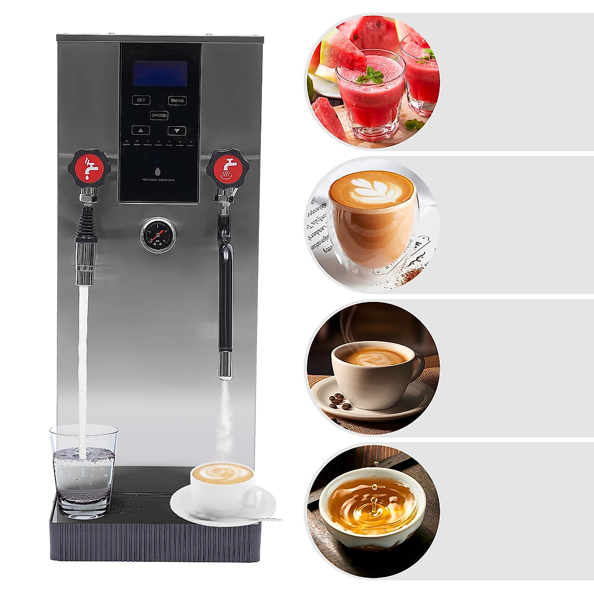 12L Steam Water Boiling Machine, Commercial Milk Foam Maker Espresso Coffee Maker Cafe Commercial Steam Water Boiling Machine for Espresso Coffee Tea Coffee Shop Dessert Shop Hotel Milk, 2200W